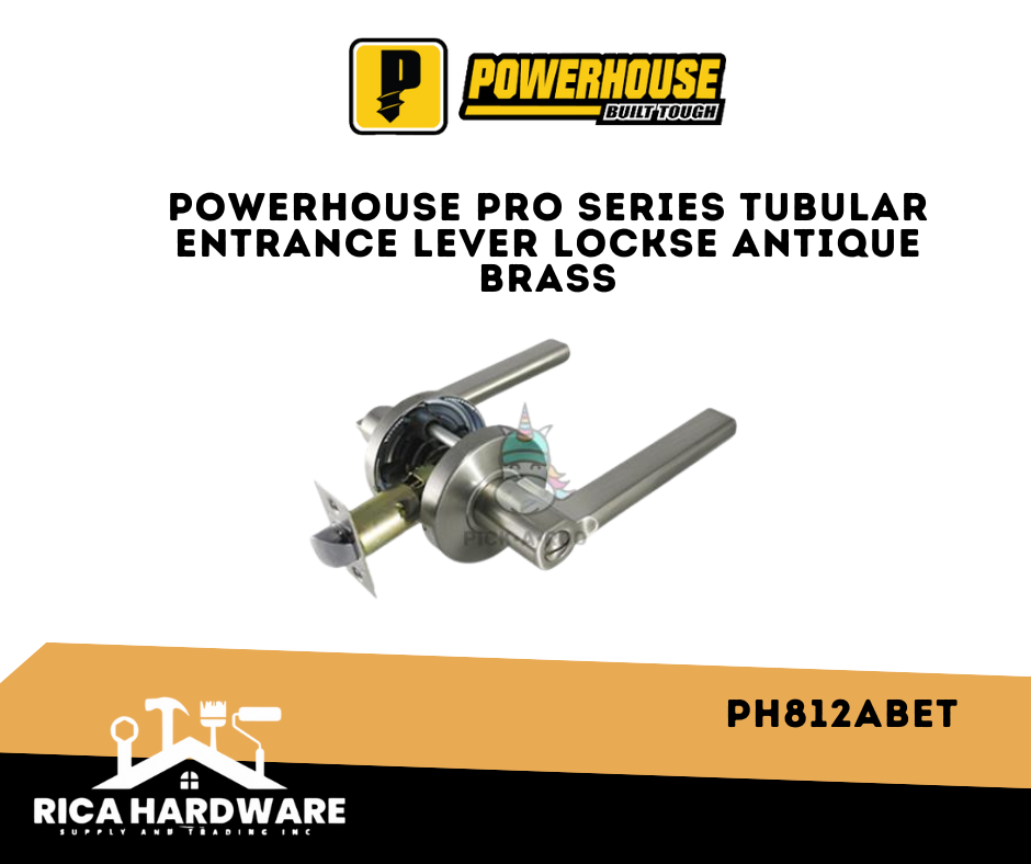 POWERHOUSE PRO SERIES TUBULAR ENTRANCE LEVER LOCKSET PH812ABET ANTIQUE ...